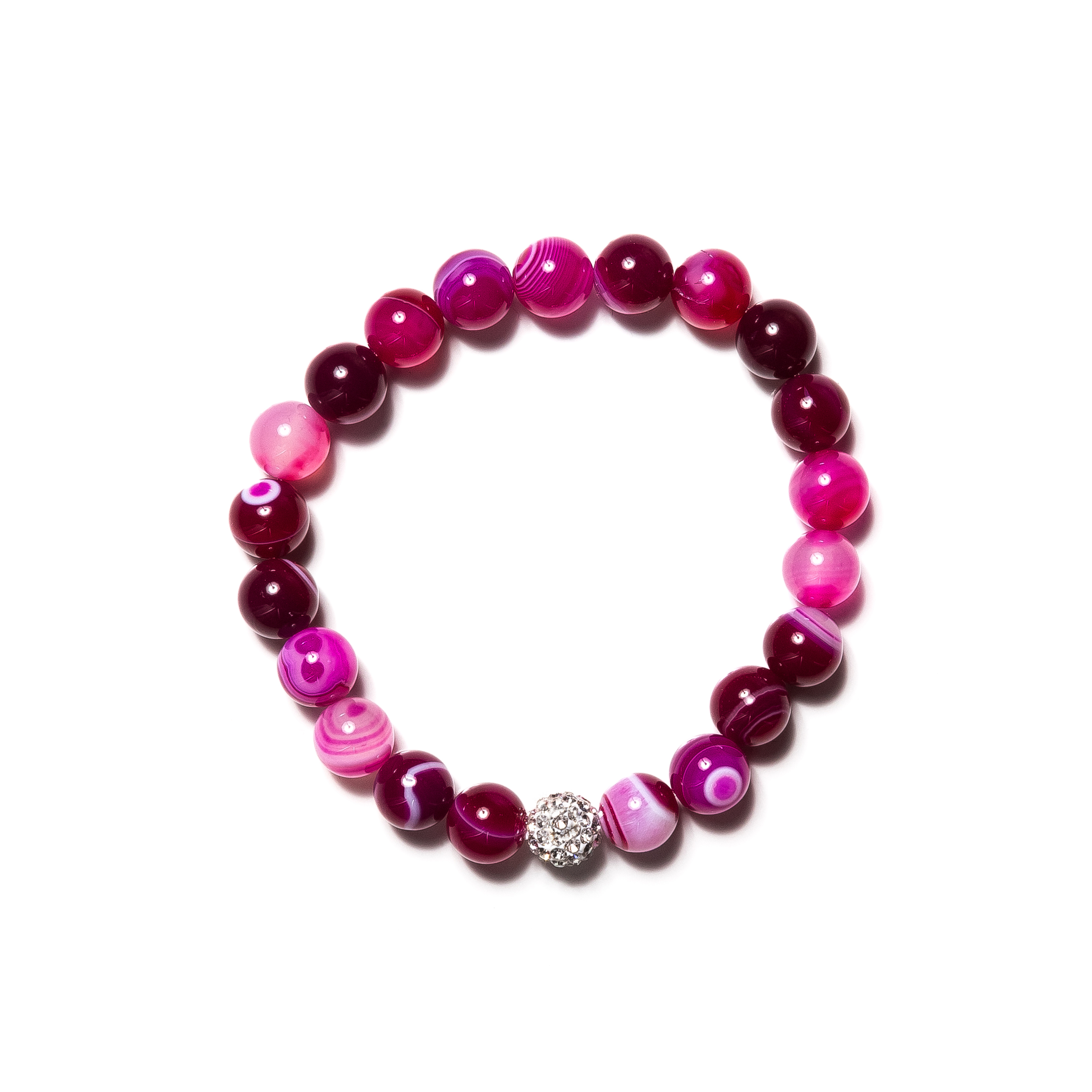 Pink Stripe Bracelet, Swarovski Fireball - Aspen & Salt