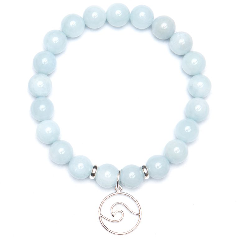 Aquamarine Bracelet with Wave Charm - Aspen & Salt