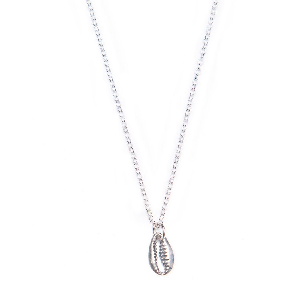 Cowrie Shell Charm Necklace, Sterling Silver - Aspen & Salt