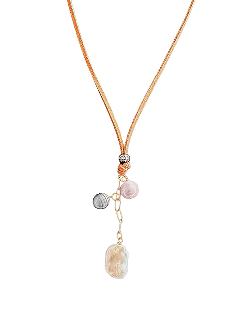 Baroque and Freshwater Pearl Suede Necklace - Aspen & Salt